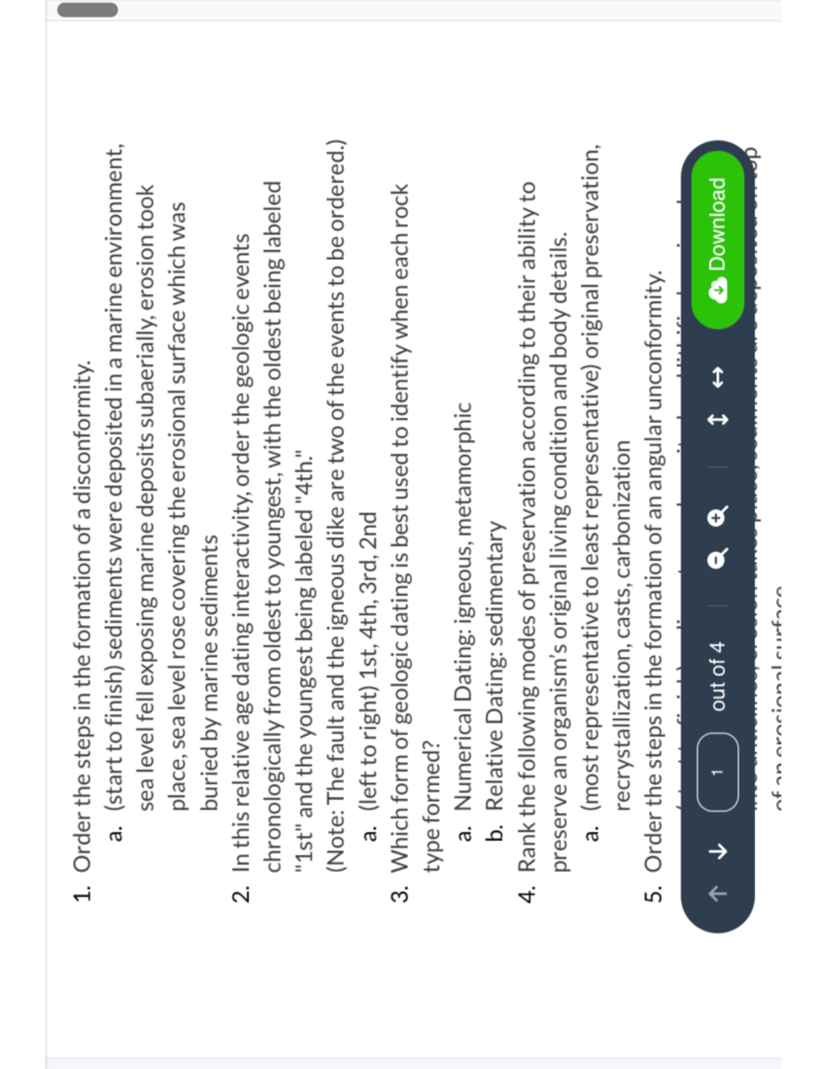 PDF ES - Chapter Smartwork - 1. Order the steps in the formation of a disconformity. a. (start ...