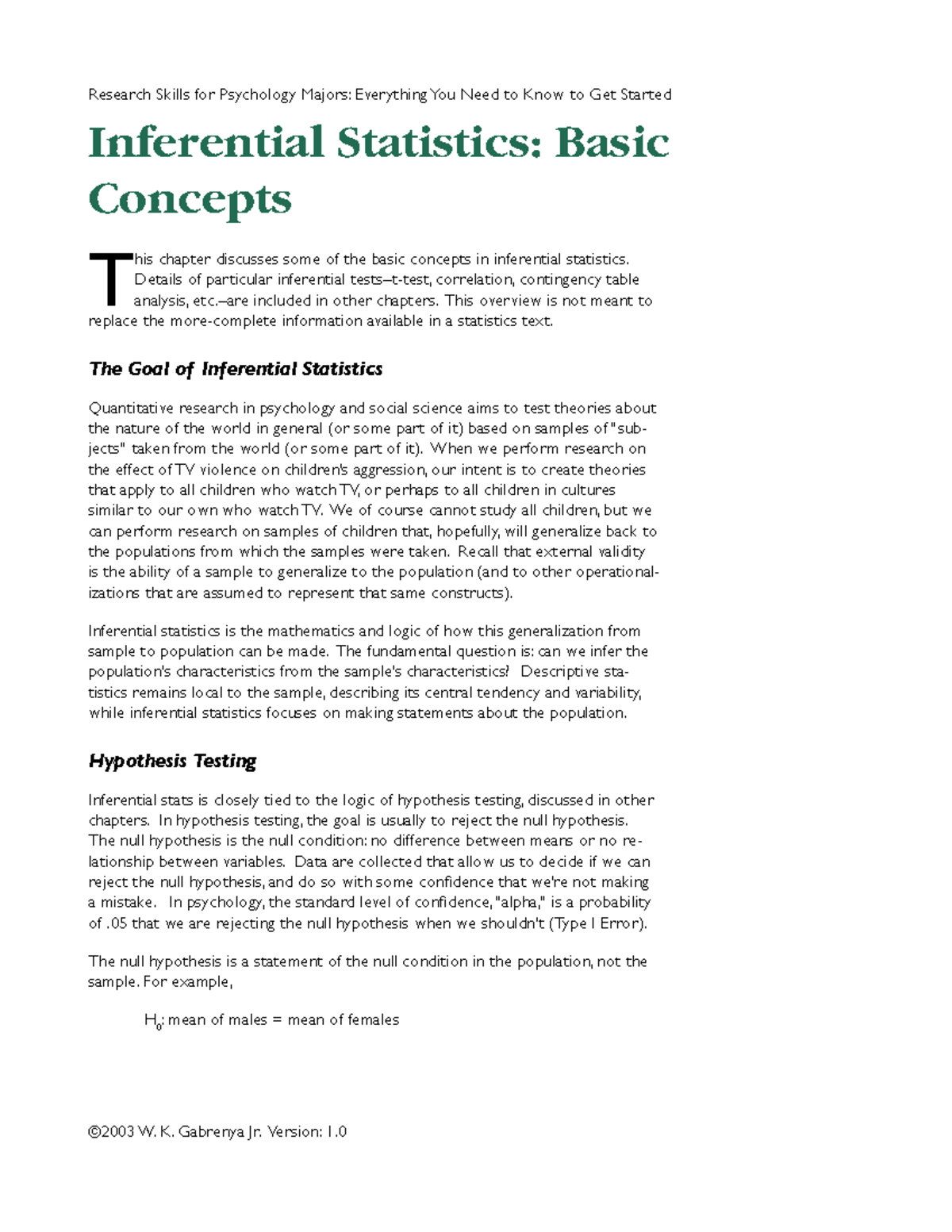 Inferential Statistics - Details of particular inferential tests–t-test ...