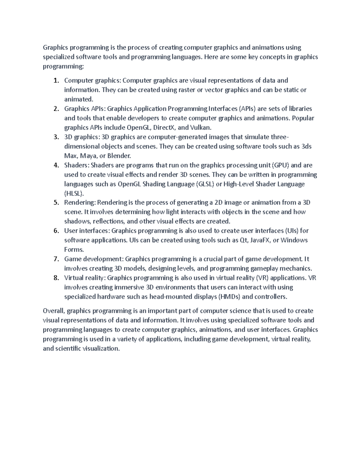 Num 62 - graphics programming - Graphics programming is the process of ...