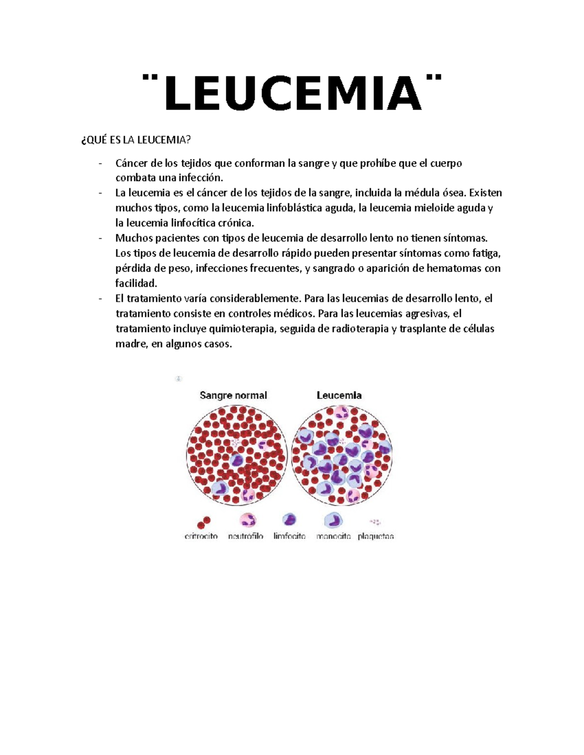 Leucemia - ̈LEUCEMIA ̈ ¿QUÉ ES LA LEUCEMIA? Cáncer de los tejidos que ...