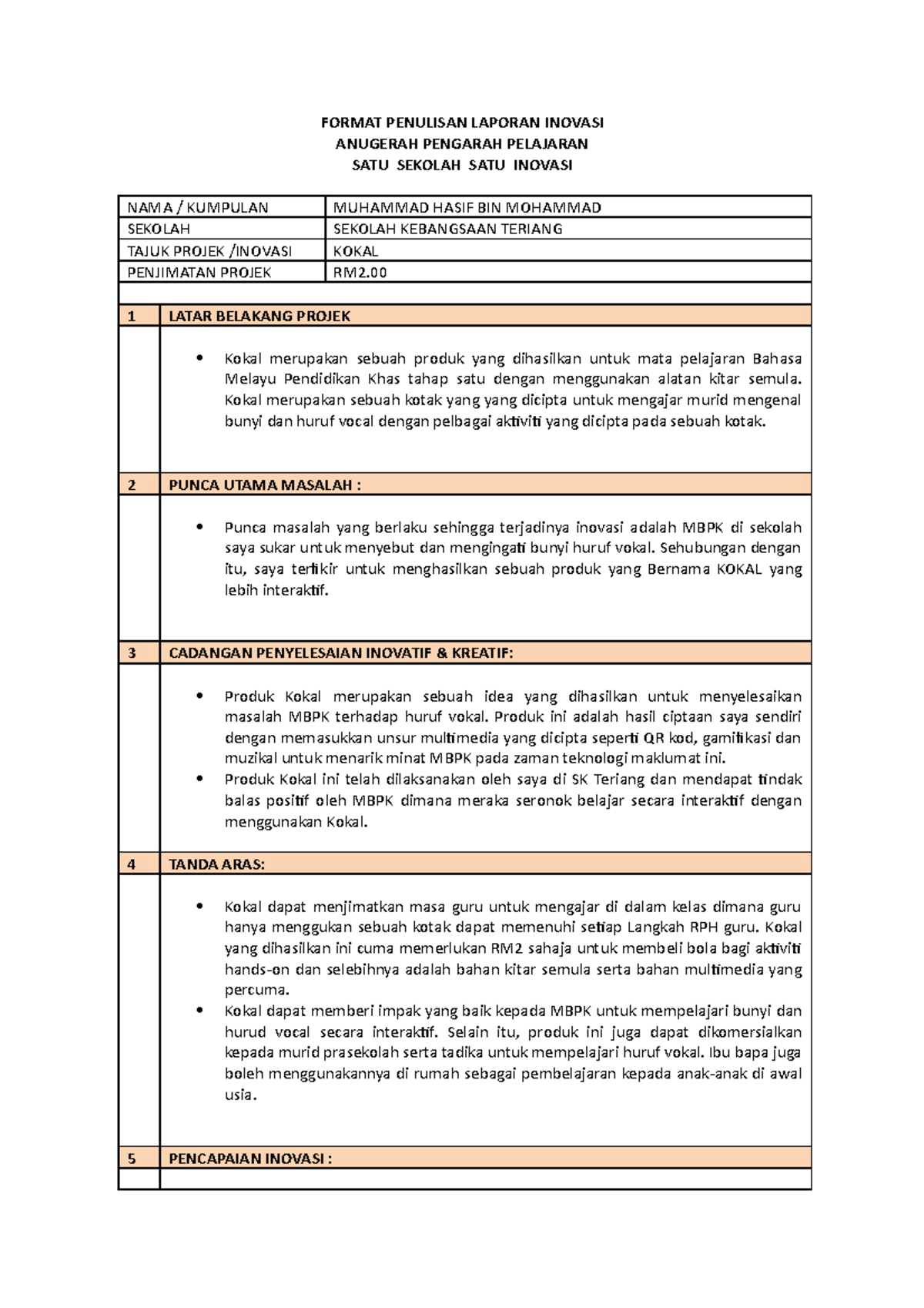 Format Penulisan Laporan Inovasi 2012 - Hasif - FORMAT PENULISAN ...