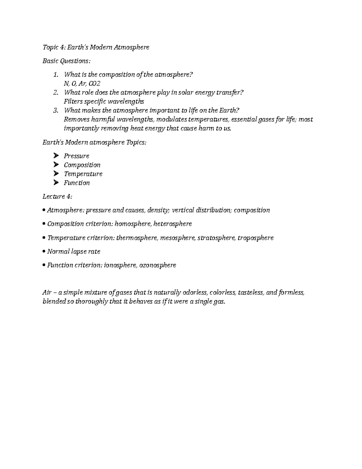 Topic 4 Topic 4 Earth s Modern Atmosphere Basic Questions 1 What topic-4-topic-4-earth-s-modern-atmosphere-basic-questions-1-what