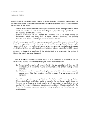 Individual Reflection 2 HRM - Individual Reflection 2 HRM8130 Human ...