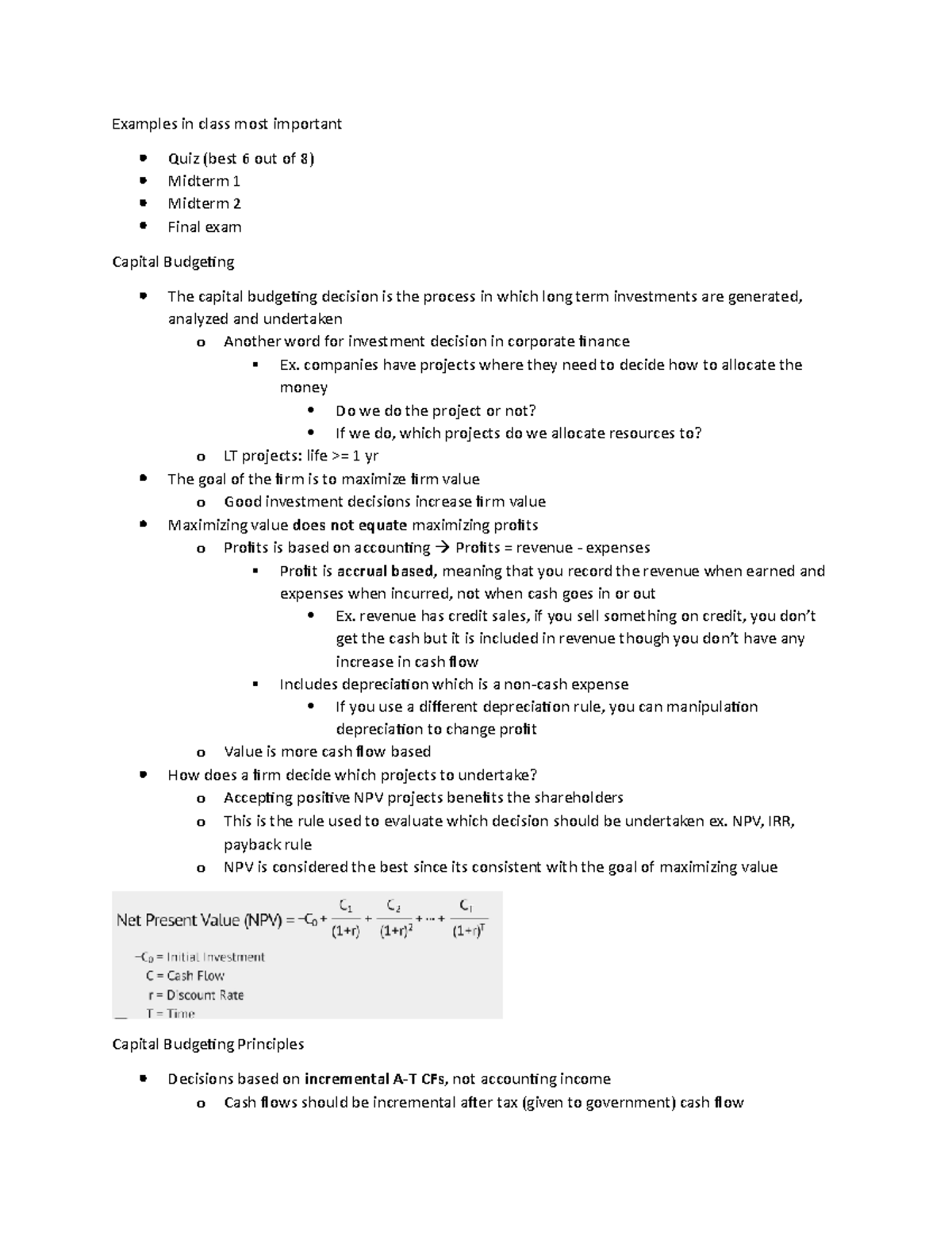 Notes v1 - Examples in class most important Quiz (best 6 out of 8 ...