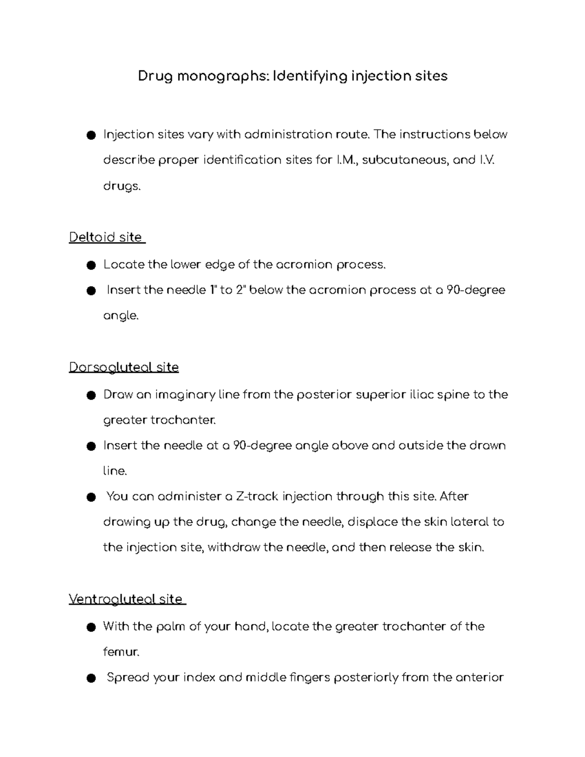 Drug monographs Identifying injection sites - The instructions below ...