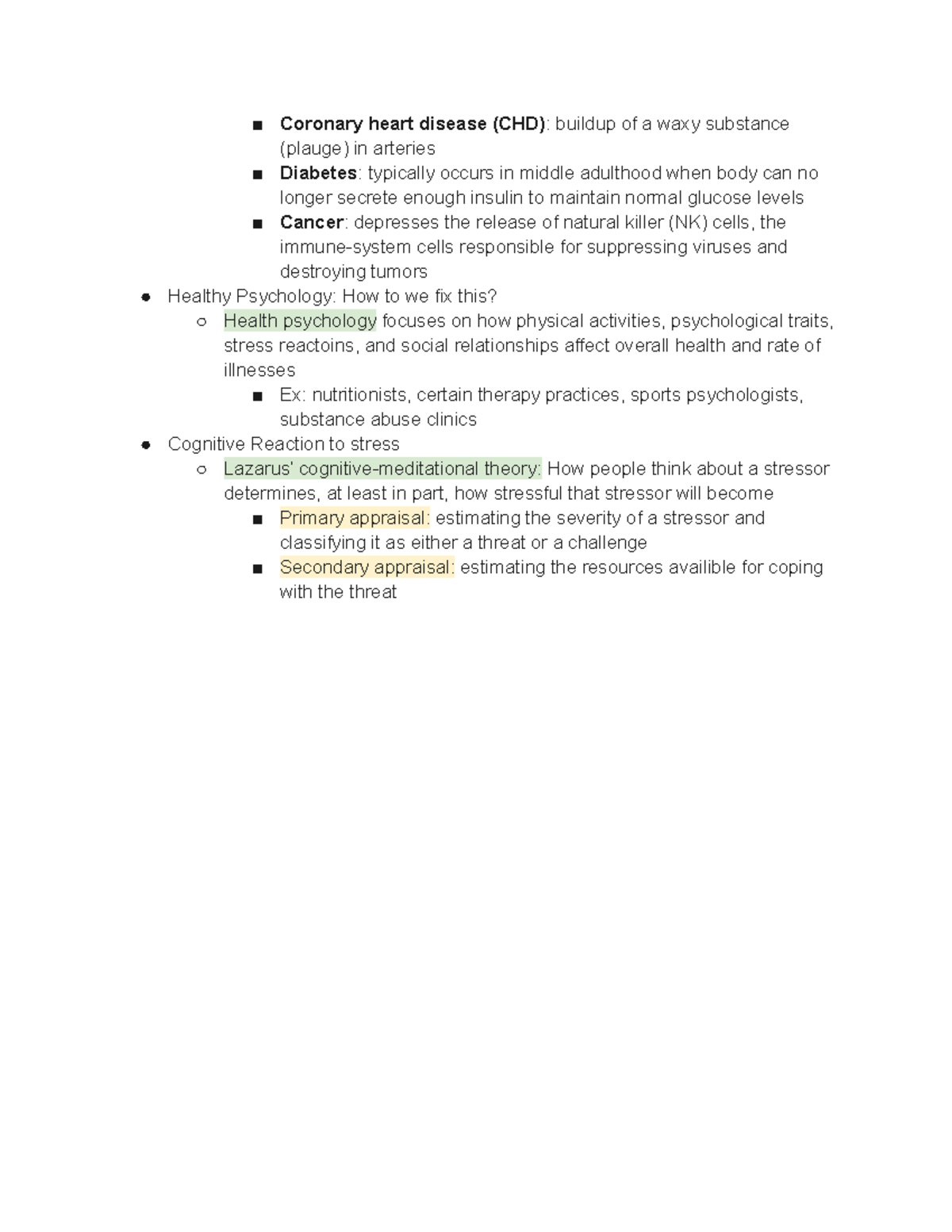 PSYC 101 Class Notes-53 - Coronary heart disease (CHD): buildup of a ...