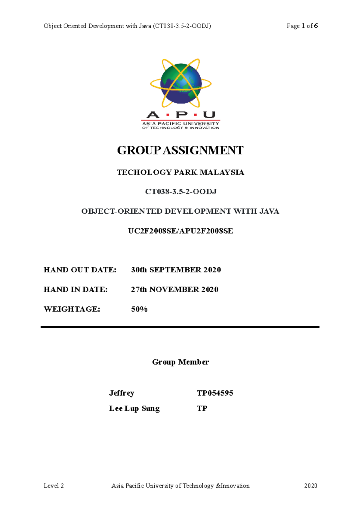 Courier Service System - GROUP ASSIGNMENT TECHOLOGY PARK MALAYSIA CT038-3-2-OODJ OBJECT-ORIENTED ...