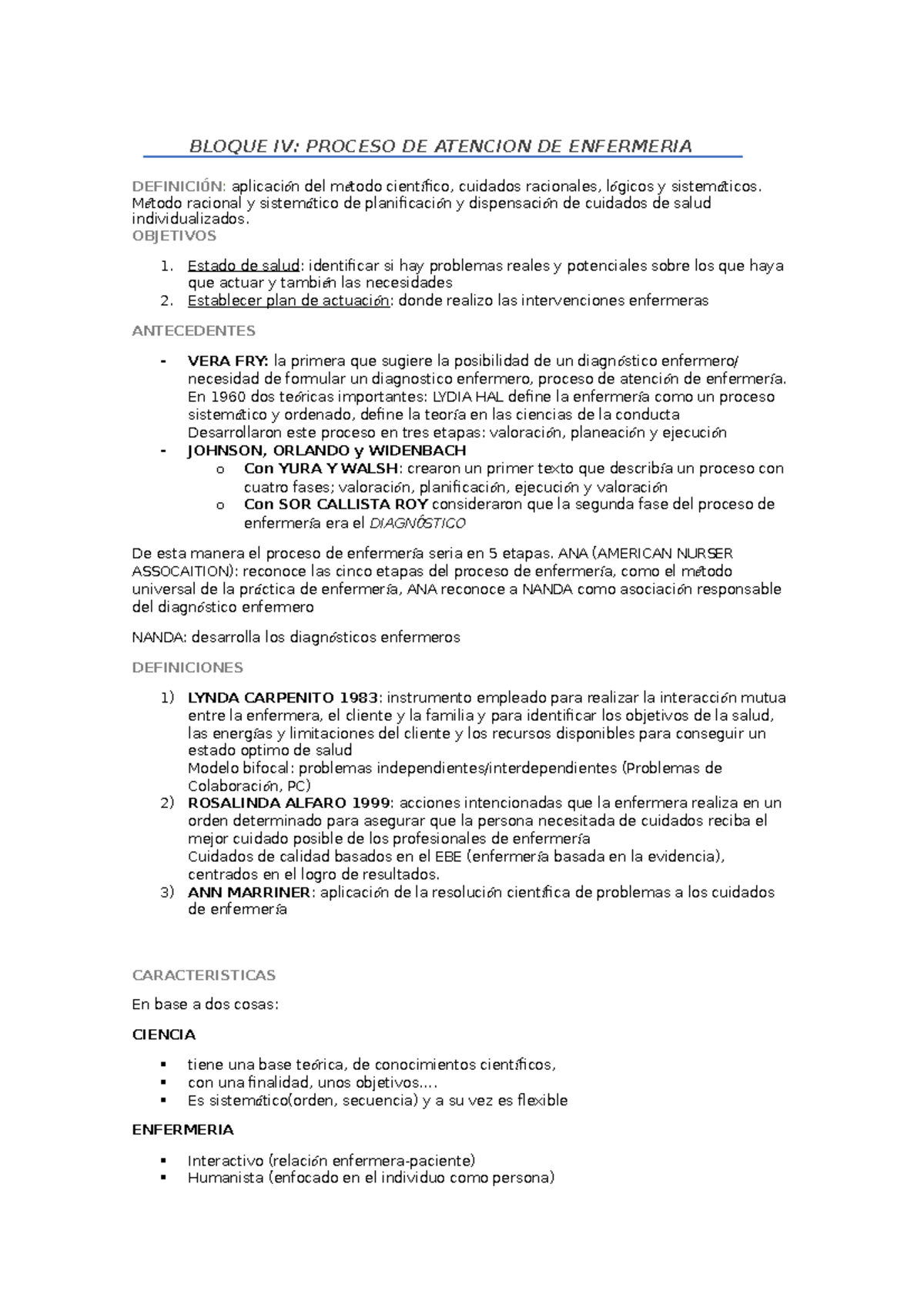 PAE - Apuntes bloque VI fundamentos I - BLOQUE IV: PROCESO DE ATENCION ...