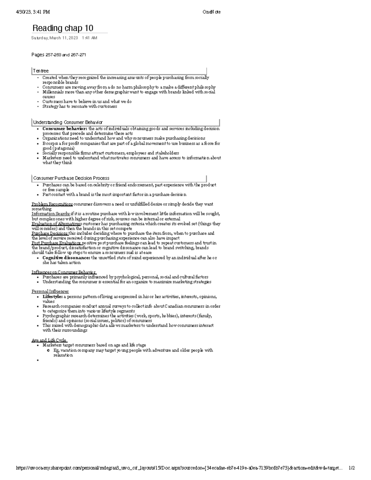 MOS 1021 - chapter 10 - Introduction to Consumer Behaviour and Human ...