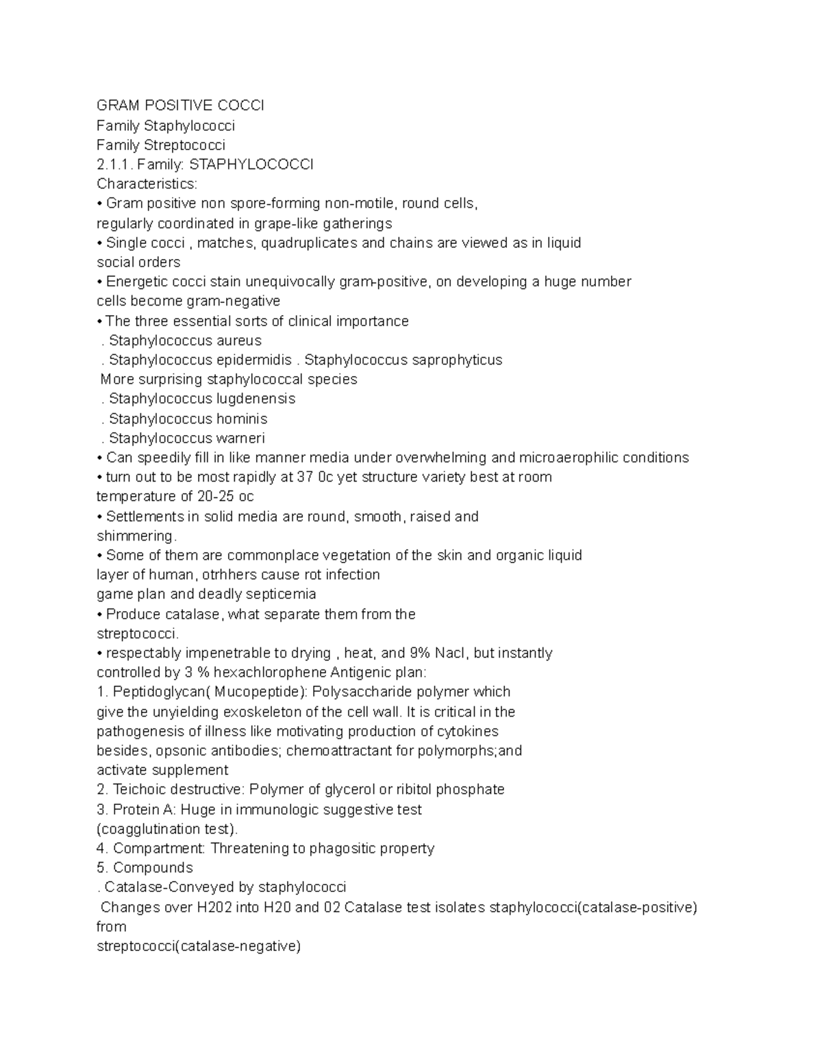 Medical bacteriology chp 3 notes 1 - GRAM POSITIVE COCCI Family ...
