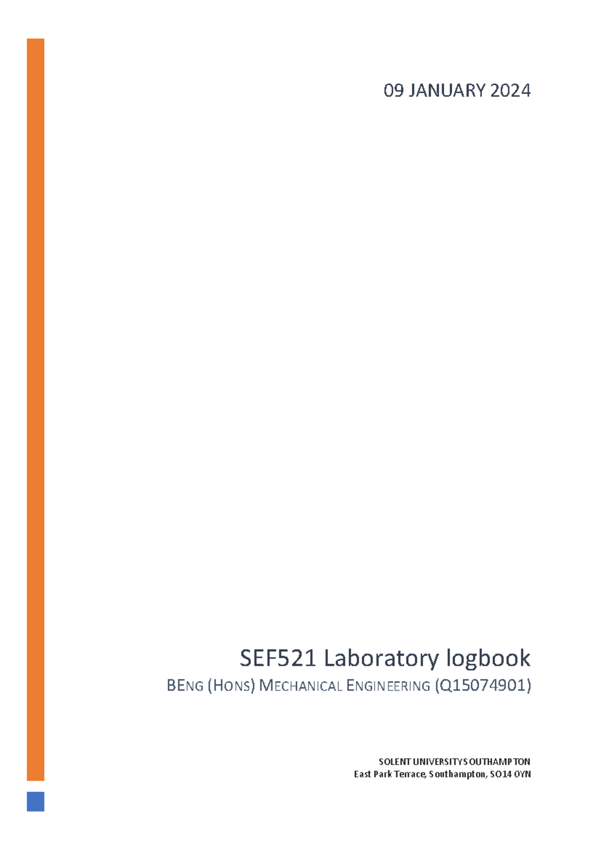 Materials report Final - SEF521 Laboratory logbook BENG (HONS ...