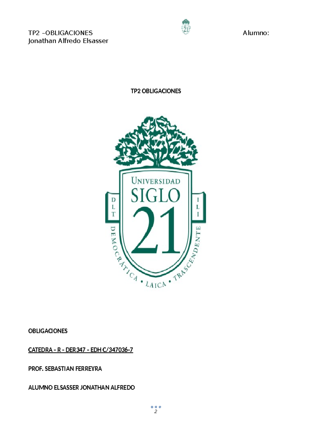 TP2 Obligaciones - Jonathan Alfredo Elsasser TP2 OBLIGACIONES ...