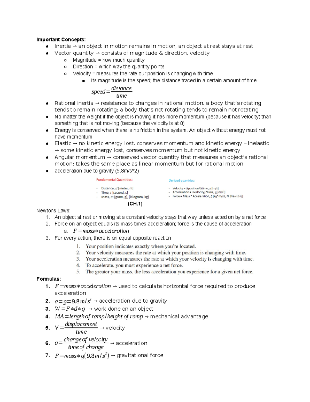 Physics Formula Guide - Important Concepts: Inertia → an object in ...