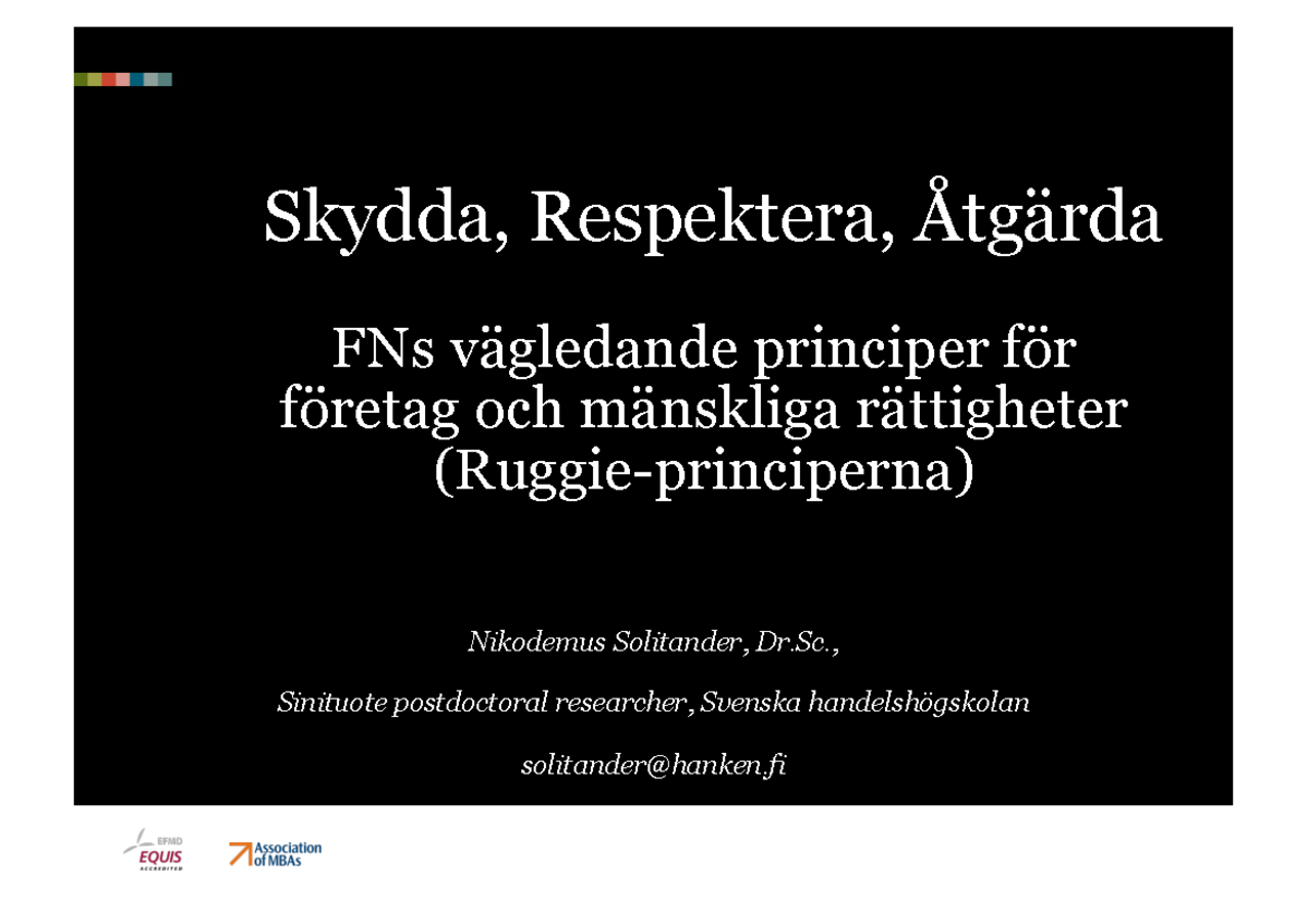 Mänskliga rättigheter - Skydda, Respektera, Åtgärda FNs vägledande ...
