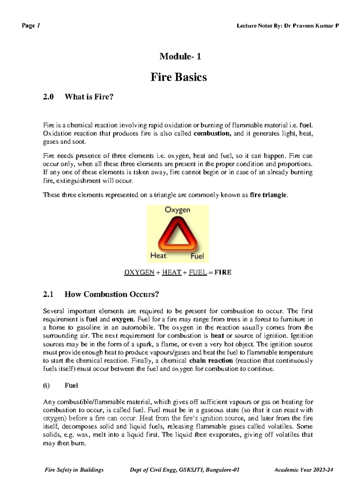 Fire Saftey in Buildings - 2 What is Fire? Module- 1 Fire Basics Fire ...