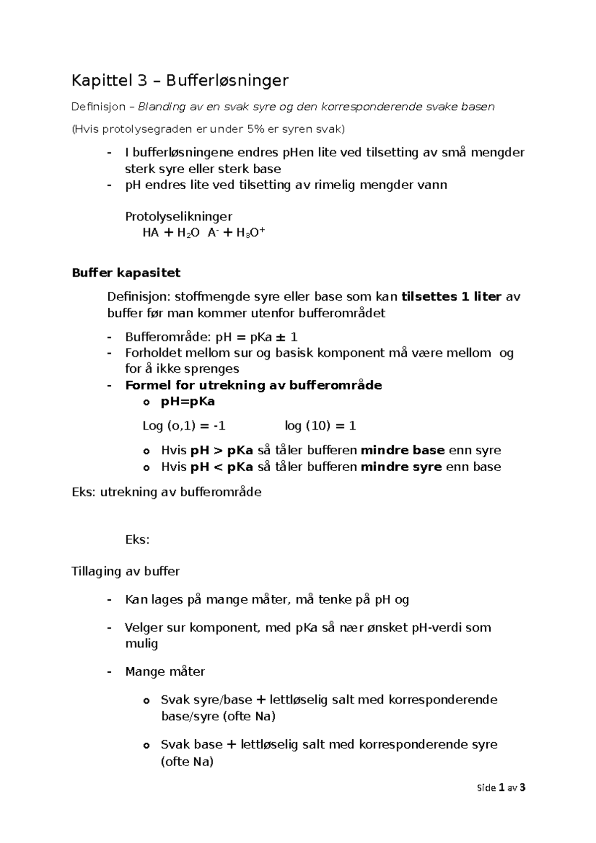 Aqua kjemi 2: Kapittel 3 – Bufferløsninger - Kapittel 3 – Bufferløsninger Definisjon – Blanding ...