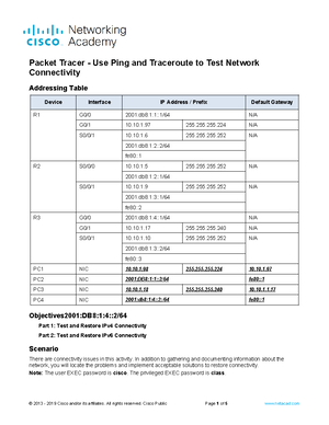 Packet Tracer - Use ICMP to Test and Correct Network Connectivity ...