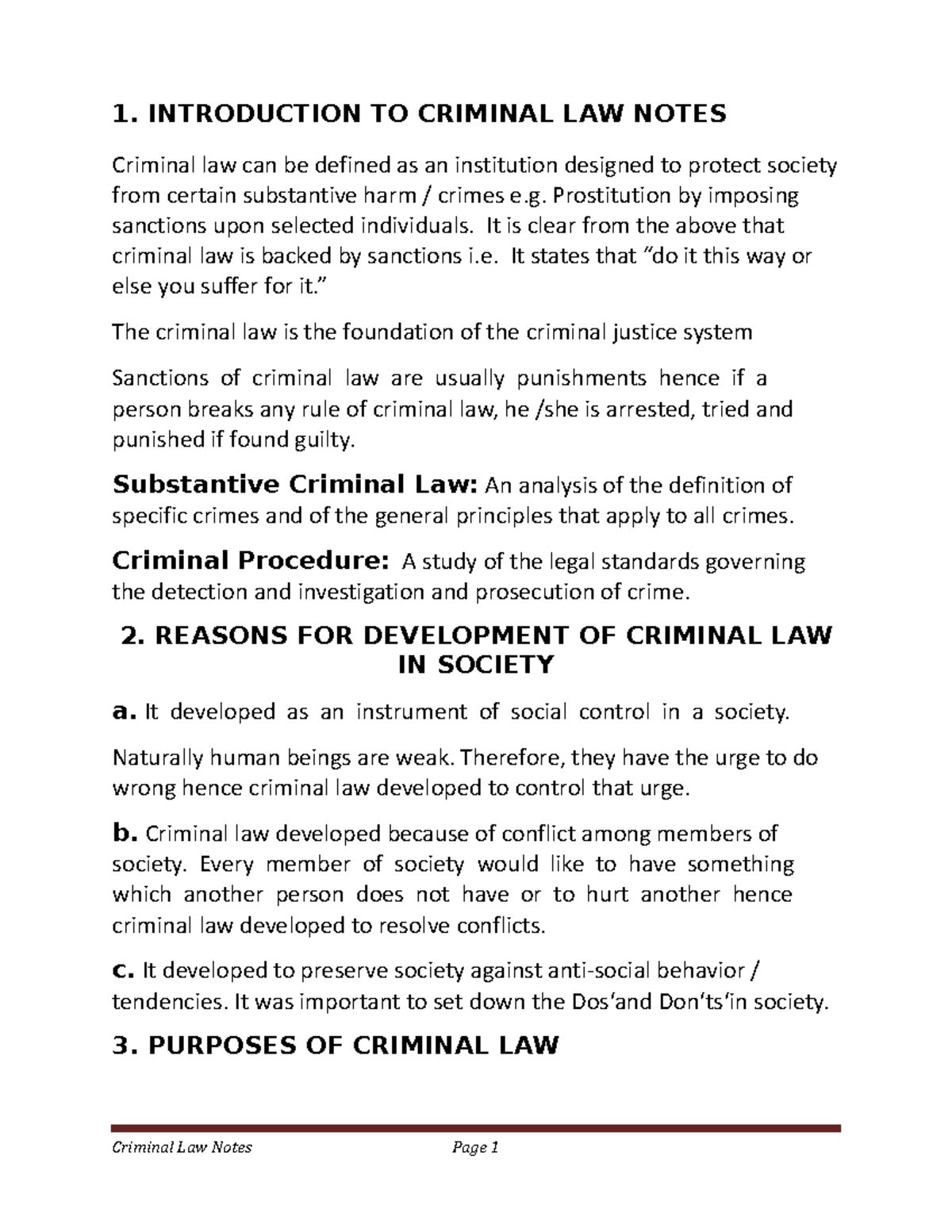 LLB Notes 043906 - 1. INTRODUCTION TO CRIMINAL LAW NOTES Criminal law ...