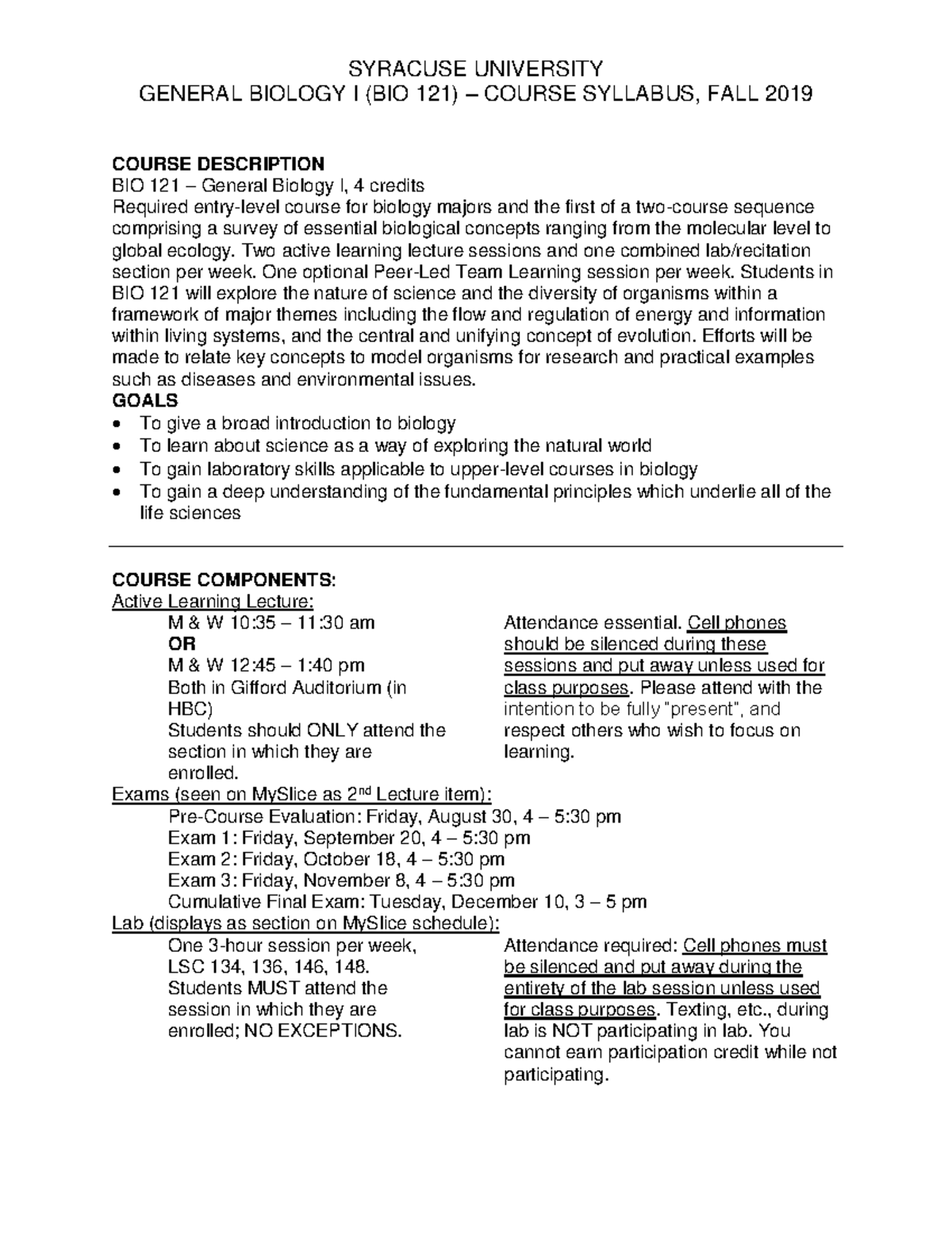 Briseyda Mendoza BIO 121-General Biology I Syllabus - Warning: TT: undefined function: 32 ...