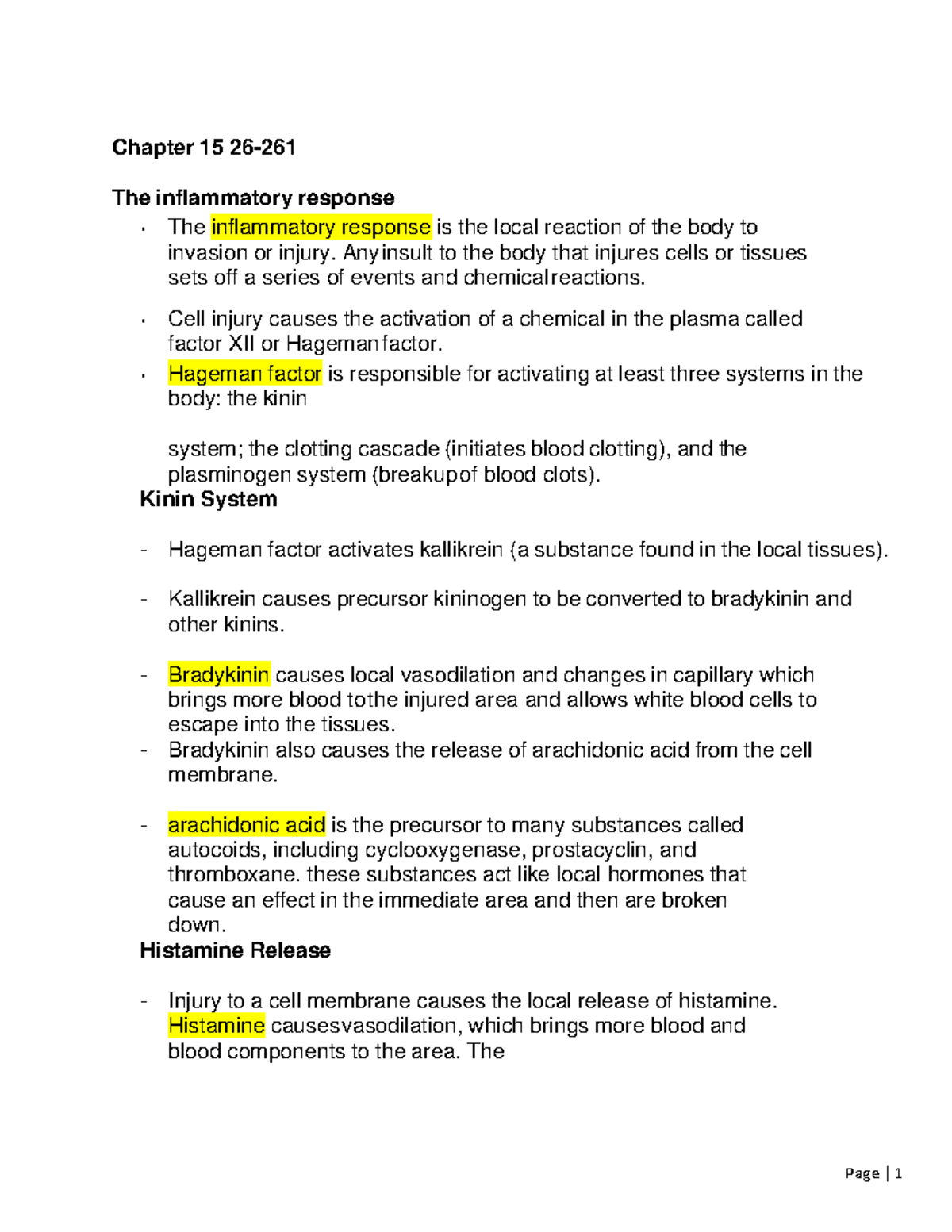 Chapter 15 36 Study Guide inflamation - Chapter 15 26- The inflammatory ...