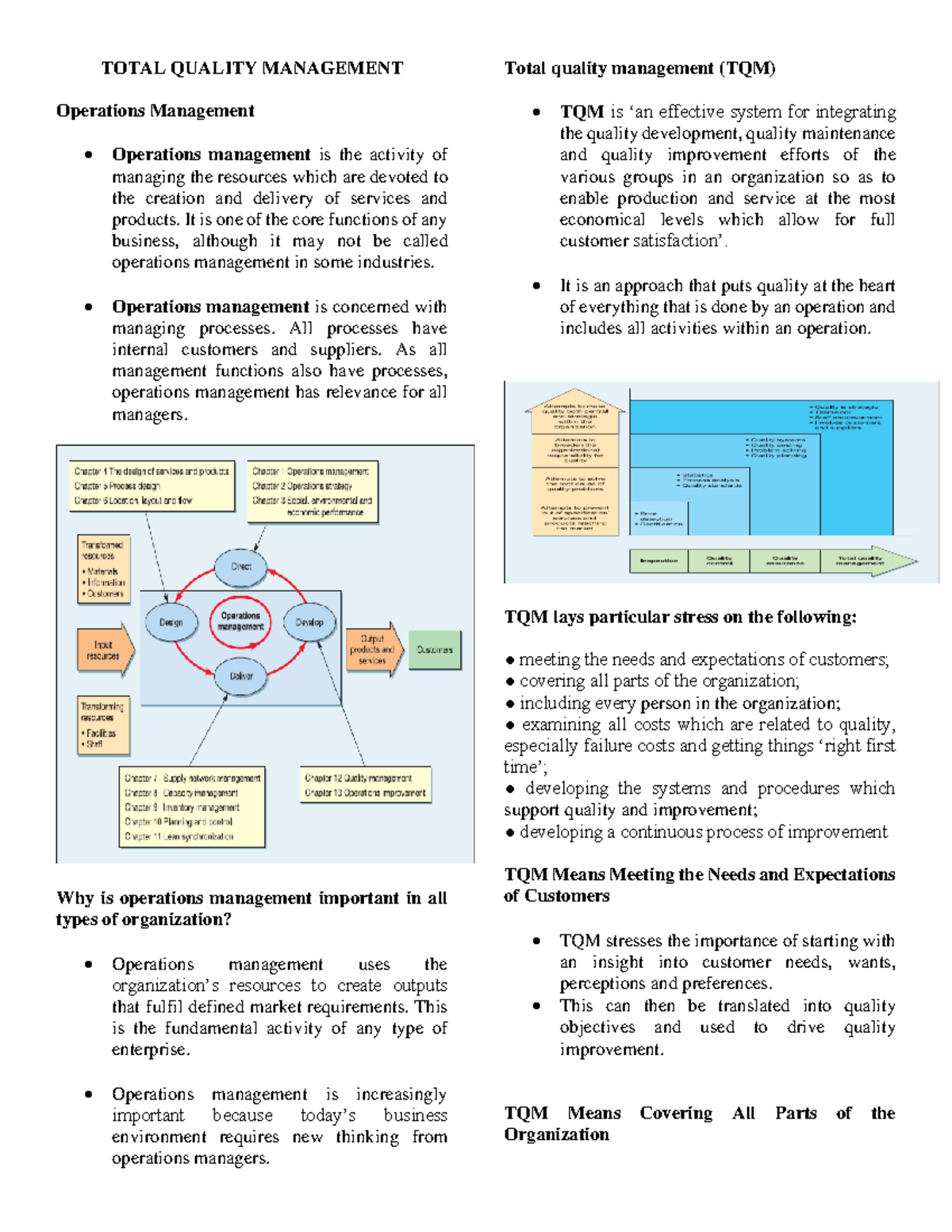 Total Quality Management - TOTAL QUALITY MANAGEMENT Operations ...