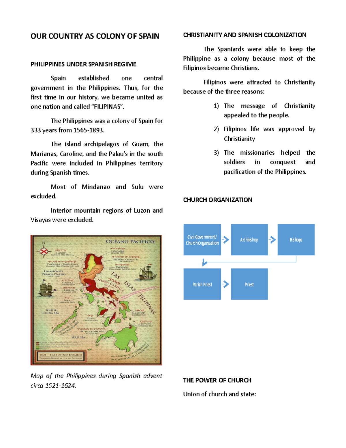 Our Country as Colony of Spain - Readings in Filipino History - OUR ...