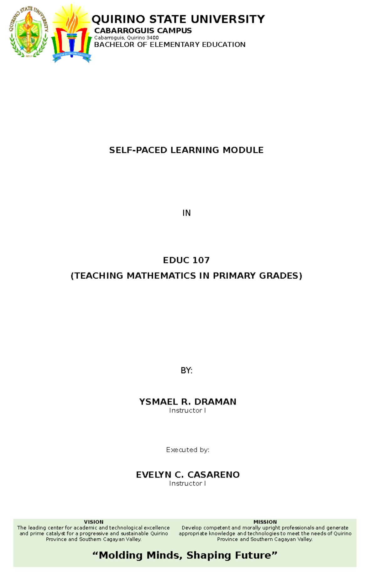 Educ-107-Module - math - SELF-PACED LEARNING MODULE IN EDUC 107 ...