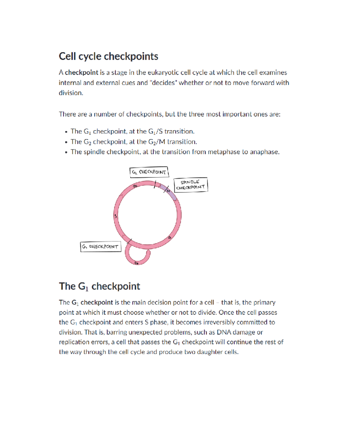 Cell Cycle Checkpoints - MST -Biolgy - How do the checkpoints actually ...