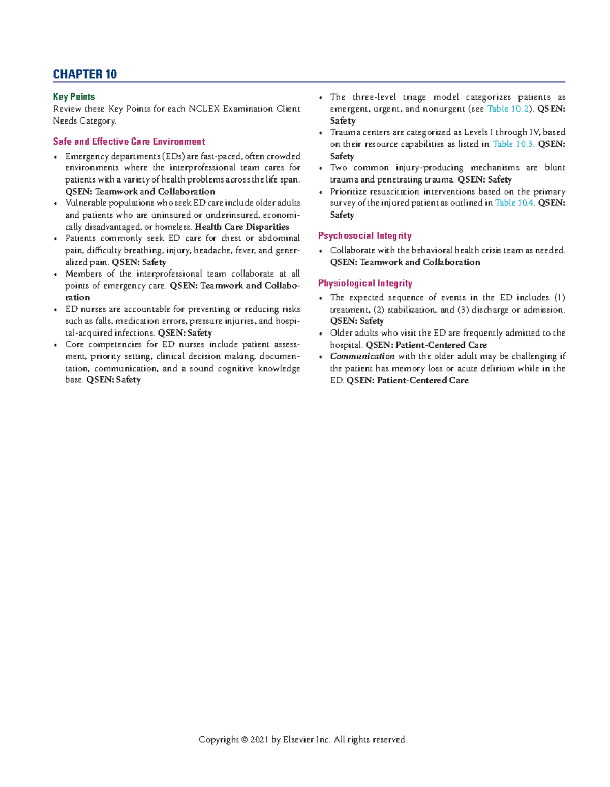 Chapter 010 - classwork - Chapter 10 Key points Review these Key Points for each NCLEX ...