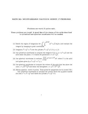 L2 Problems - Lecture 2 HW - MATH 265: MULTIVARIABLE CALCULUS: LESSON 2 ...