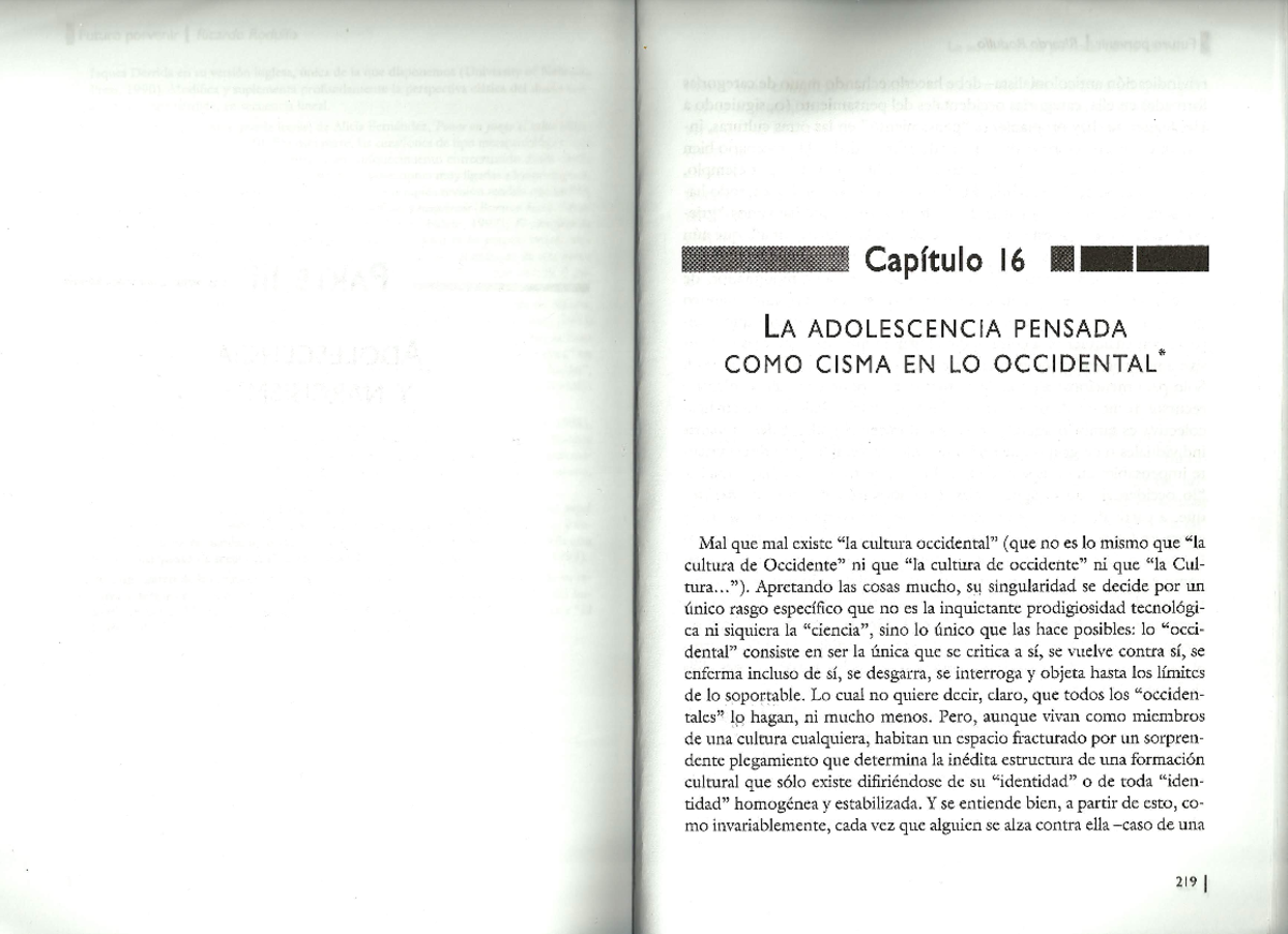 Rodulfo, R. La adolescencia pensada como cisma en lo occidental ...