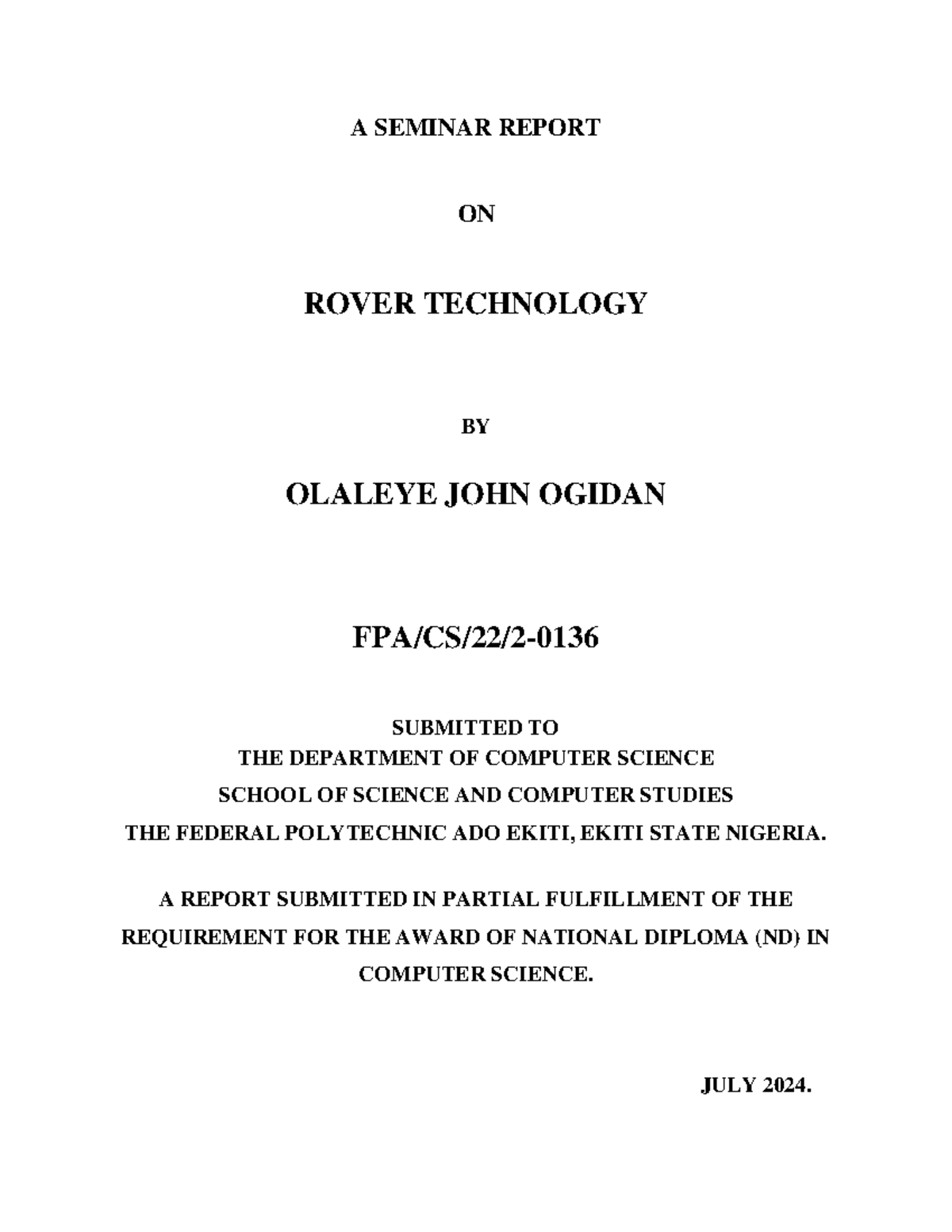 A Seminar Report - hello - A SEMINAR REPORT ON ROVER TECHNOLOGY BY ...