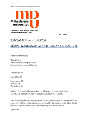 [Solved] vad r capsula interna - Anatomi och fysiologi (BMA200) - Studocu
