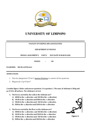 2020 Sphs011 Assignment 5a - UNIVERSITY OF LIMPOPO TURFLOOP CAMPUS FACULTY OF SCIENCE AND - Studocu