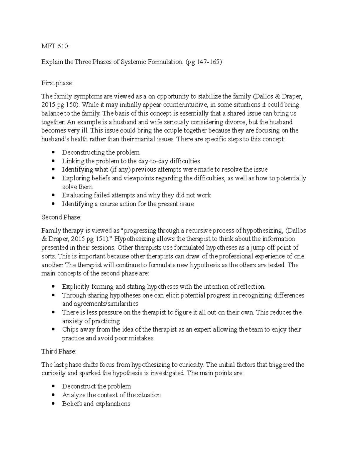 MFT 610 and 611 Module 6 Discussion 1 - MFT 610: Explain the Three ...