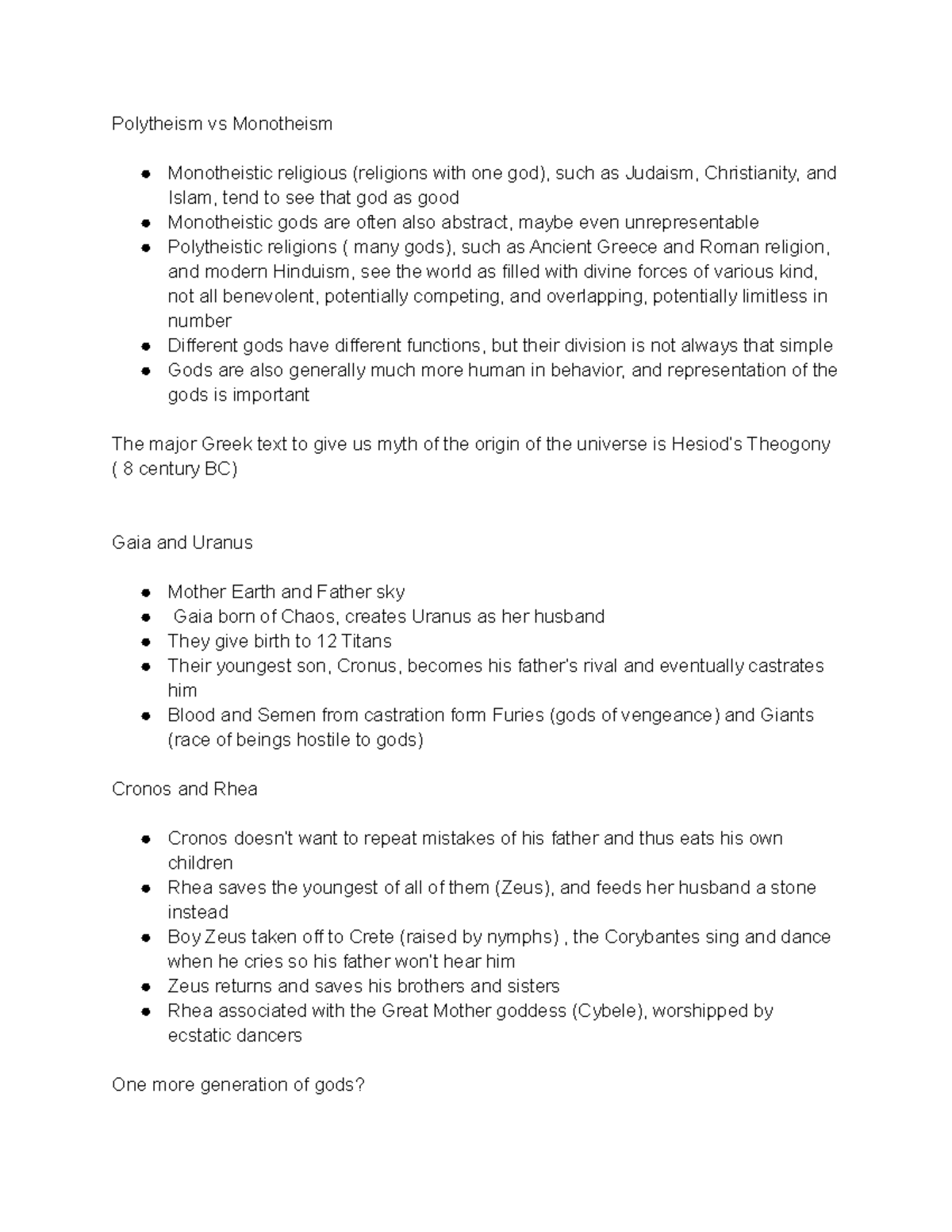 Lecture 3 Gods and Homeric Hymns (01 23) - Polytheism vs Monotheism ...