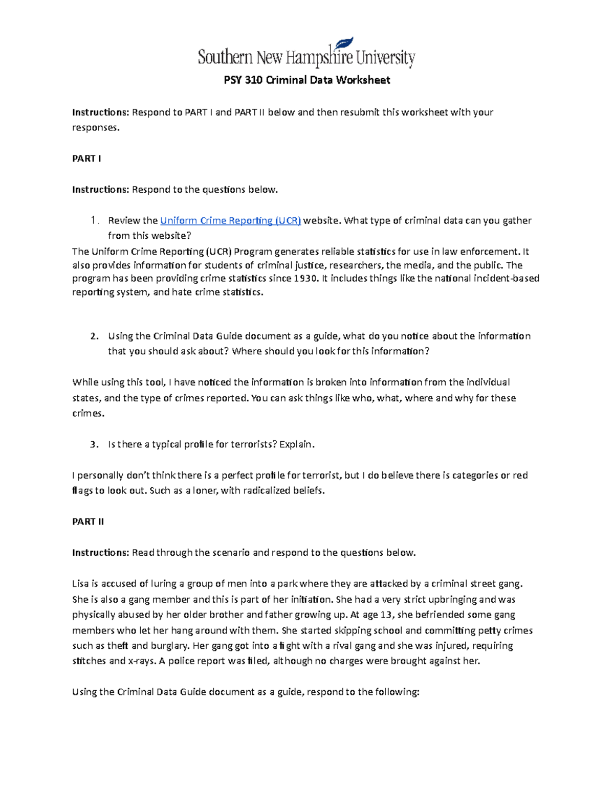 Psy310 criminal data worksheet - PSY 310 Criminal Data Worksheet ...