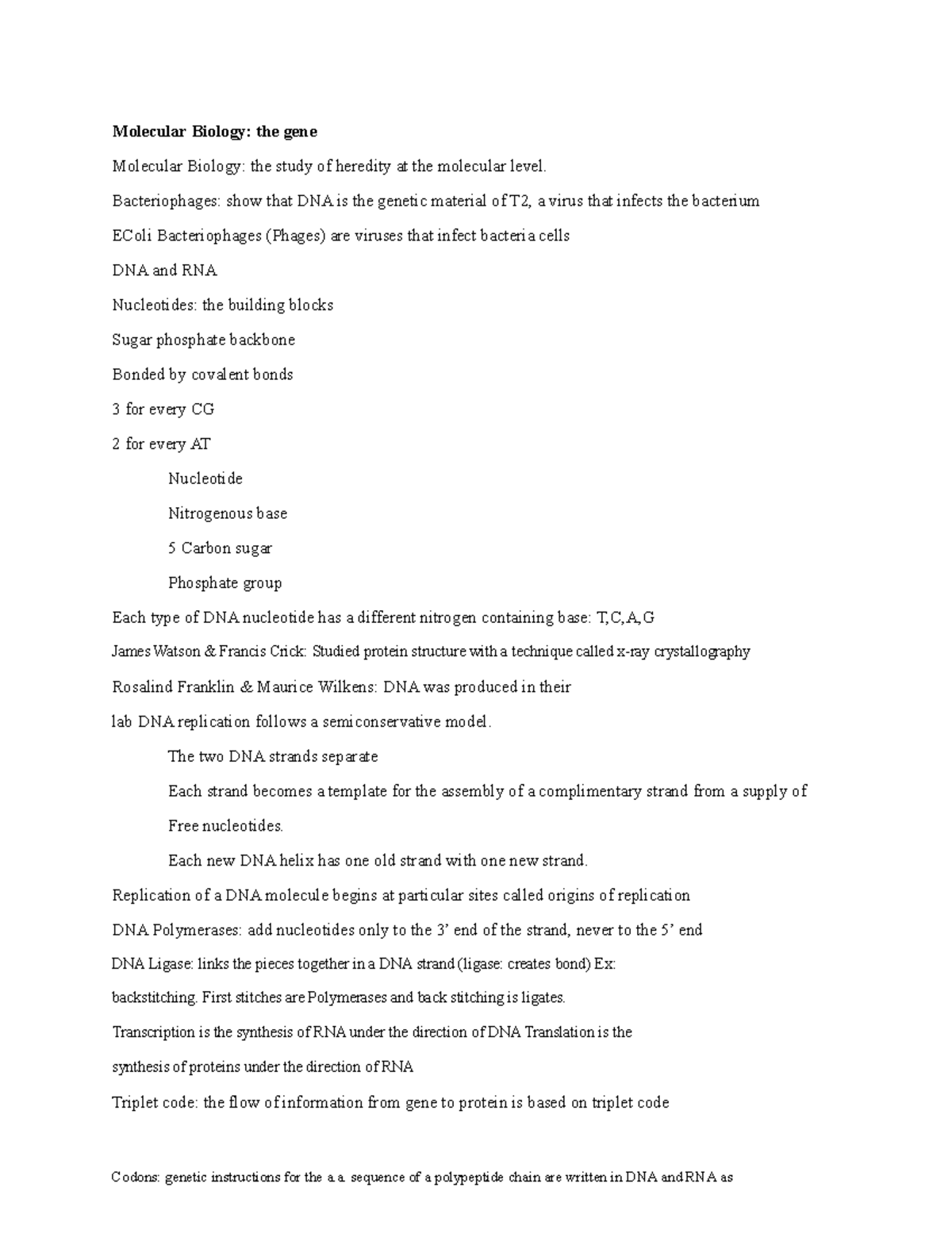 Genes in Molecular Biology - Molecular Biology: the gene Molecular ...