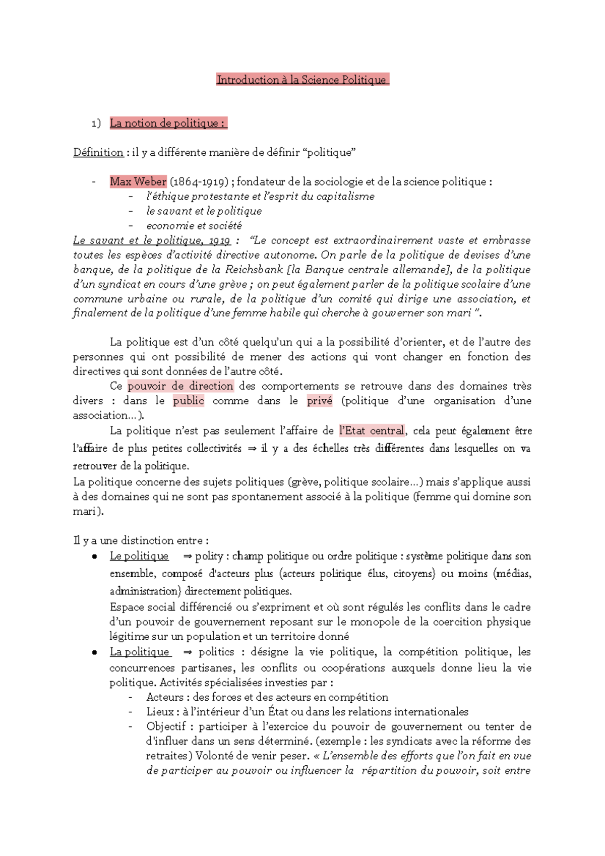 Qu'est ce que la science politique ? - Introduction à la Science ...