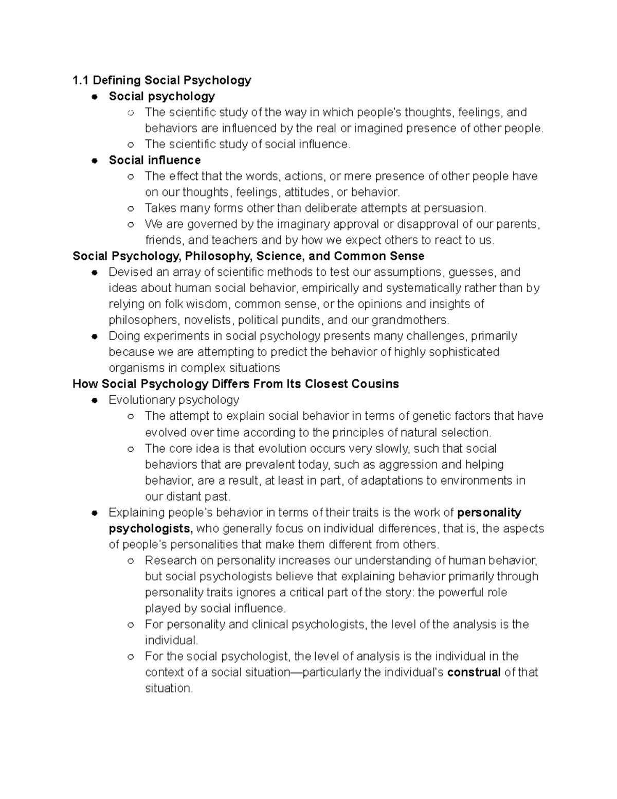 CH 1 - Introducing Social Psychology - 1 Defining Social Psychology ...