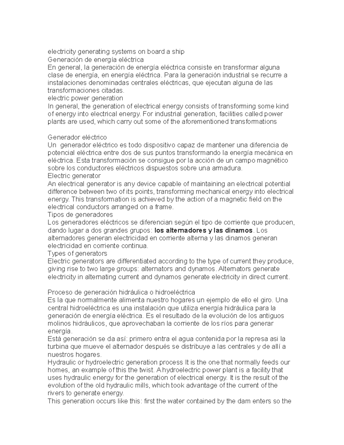 Electricity generating systems on board a ship - electricity generating ...