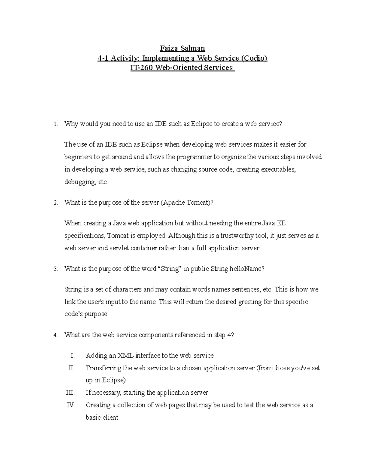 IT260 4 week Implementing a Web Service (Codio) - Faiza Salman 4-1 Activity: Implementing a Web ...