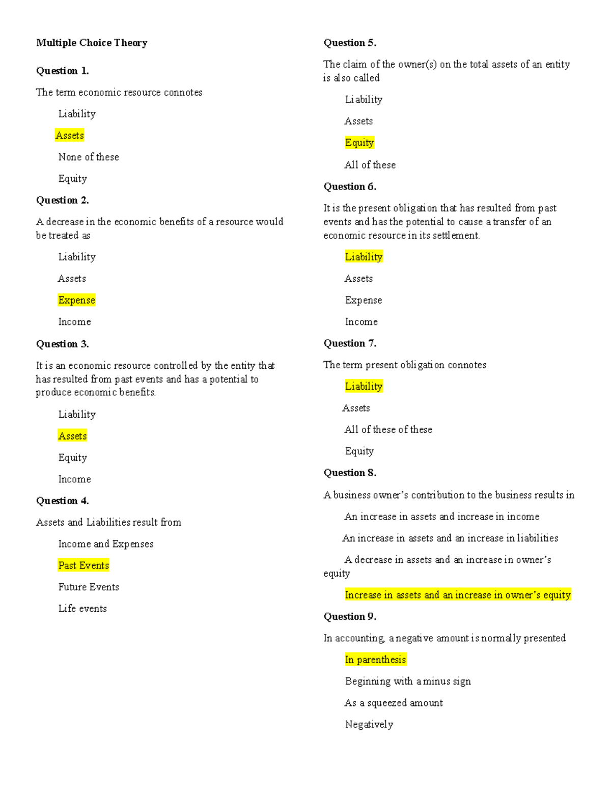 Chapter 3 Quiz FarA - Multiple Choice Theory Question 1. The term ...