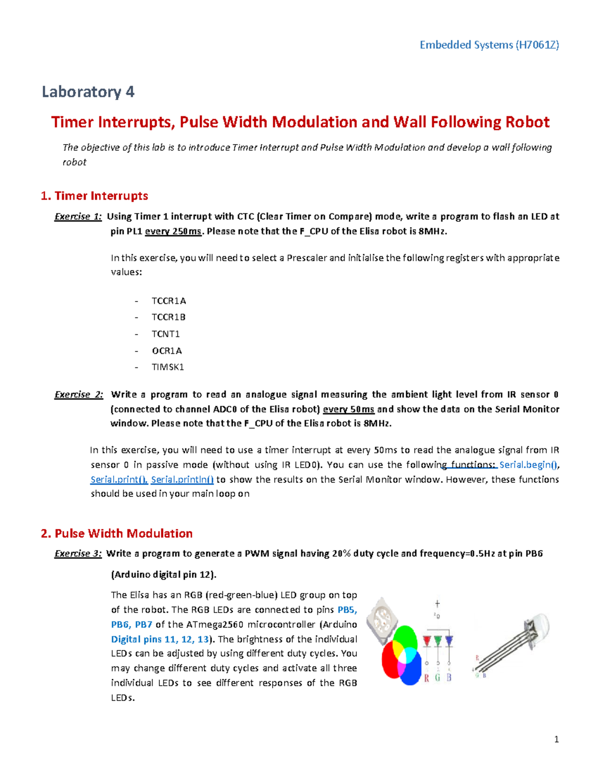 Lab 04 Timer Interrupts Pulse Width Modulation And Wall Following