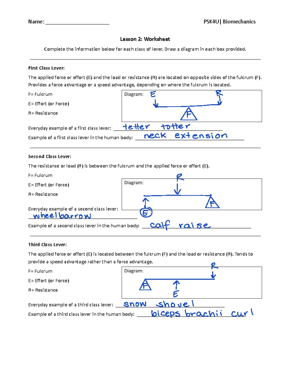 U4 L2 PSK4U Notes - Biomechanics - Name: ______________________ PSK4U ...