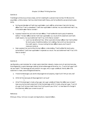 Chapter 10 Critical Thinking Exercises - Chapter 10 Critical Thinking ...