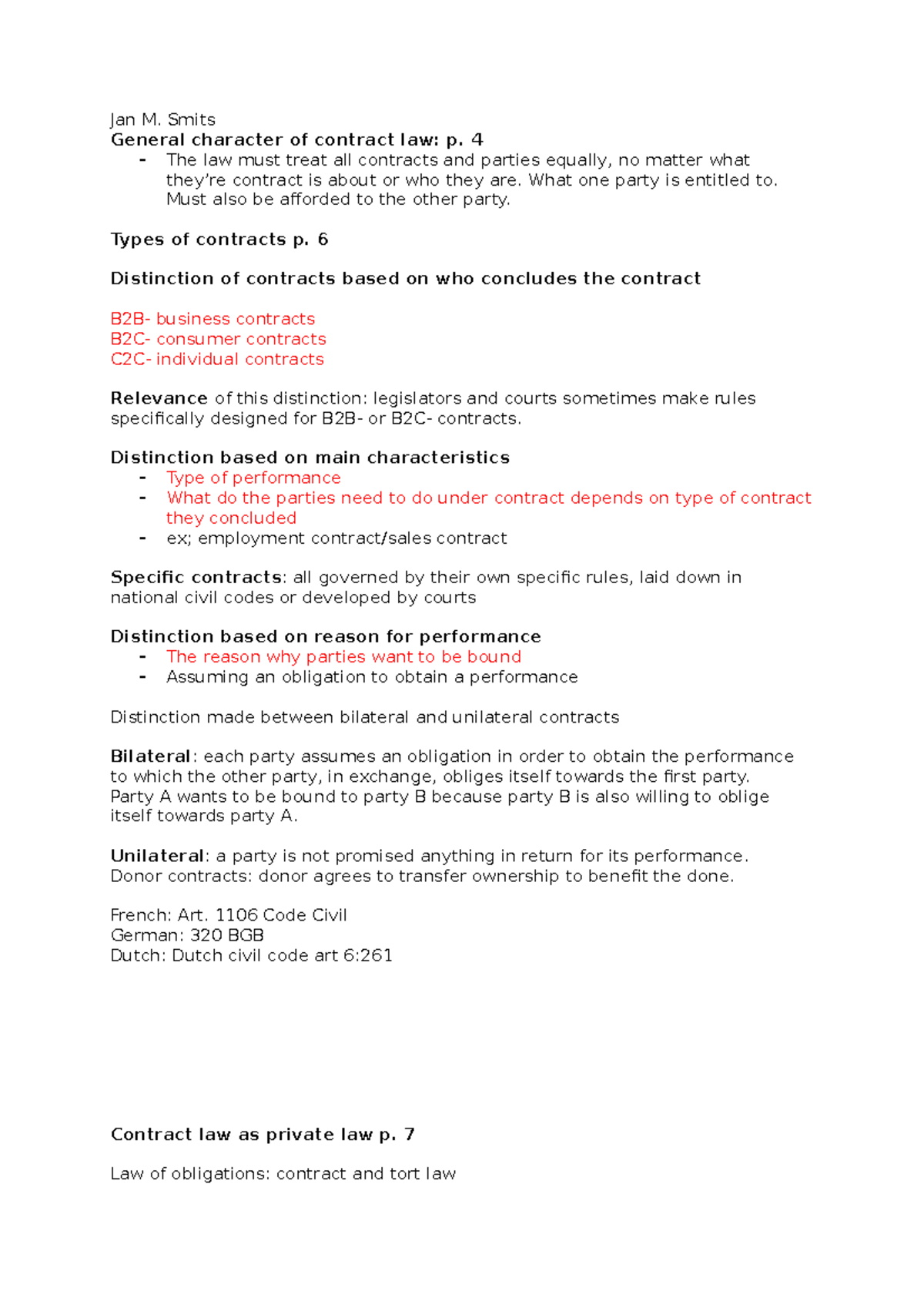 Contract law Summary - Jan M. Smits General character of contract law ...