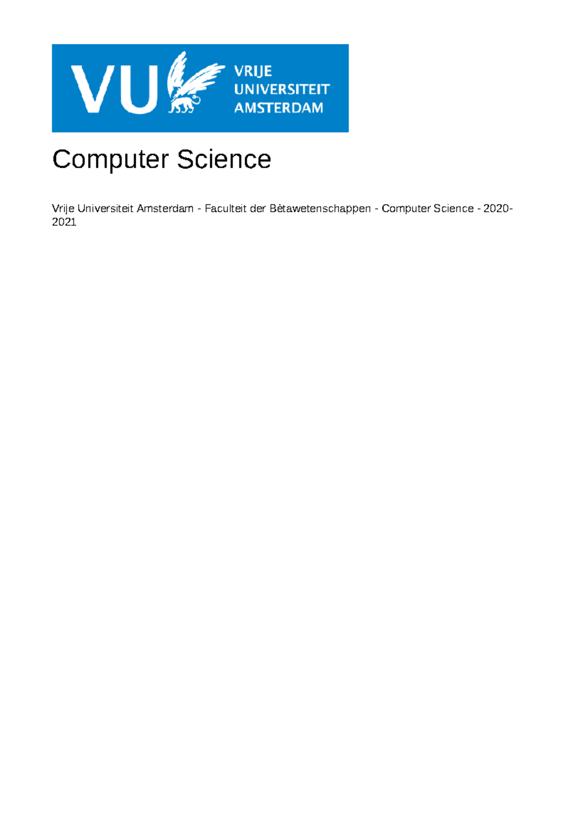 Studiegids - Studyguide - Computer Science Vrije Universiteit Amsterdam ...