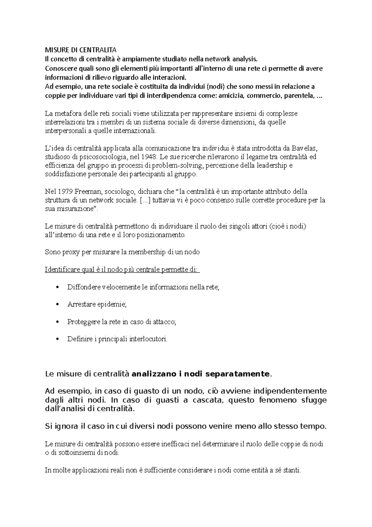 Misure DI Centralita(matematica delle reti informative ) - MISURE DI ...