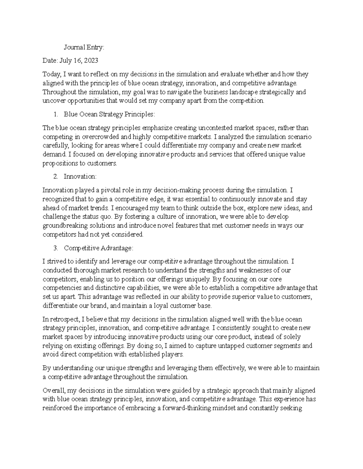 Module 2 journal entry - Journal Entry: Date: July 16, 2023 Today, I ...